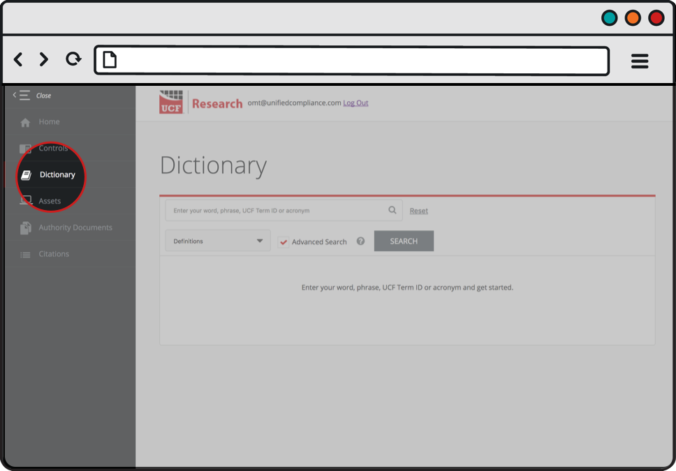 How do I search Dictionary Terms?